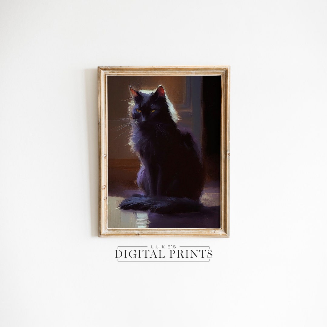 DRUCKBARE schwarze Katze Dark Art Gemälde - Digitaldruck Download ...
