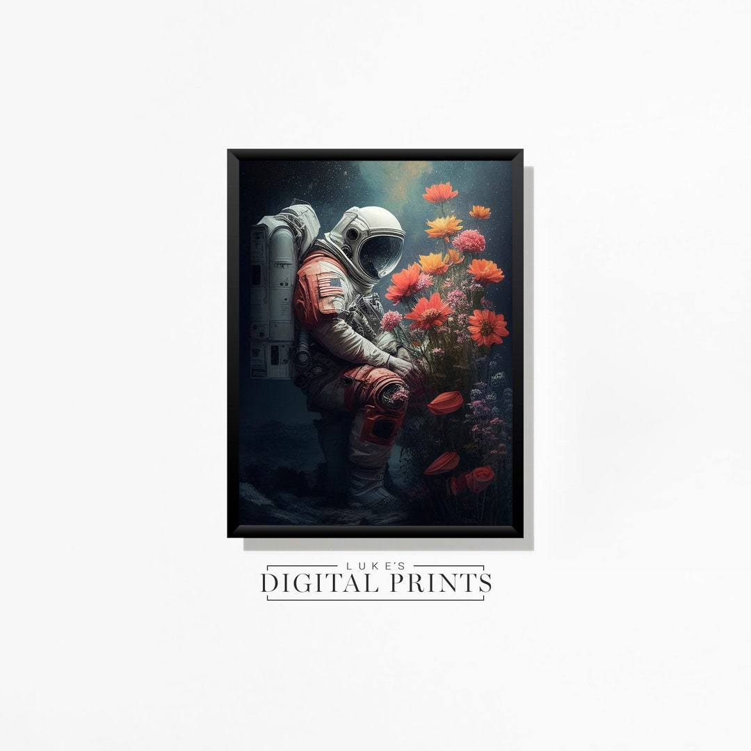 Astronaut Poster Painting - Digital Print Download - Colourful Spaceman ...