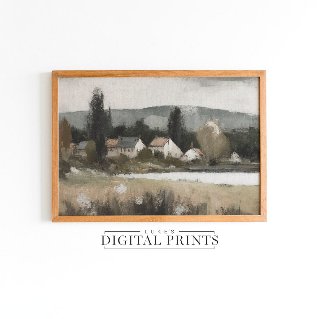 PRINTABLE Scenic Countryside Landscape Oil Painting - Digital Print ...