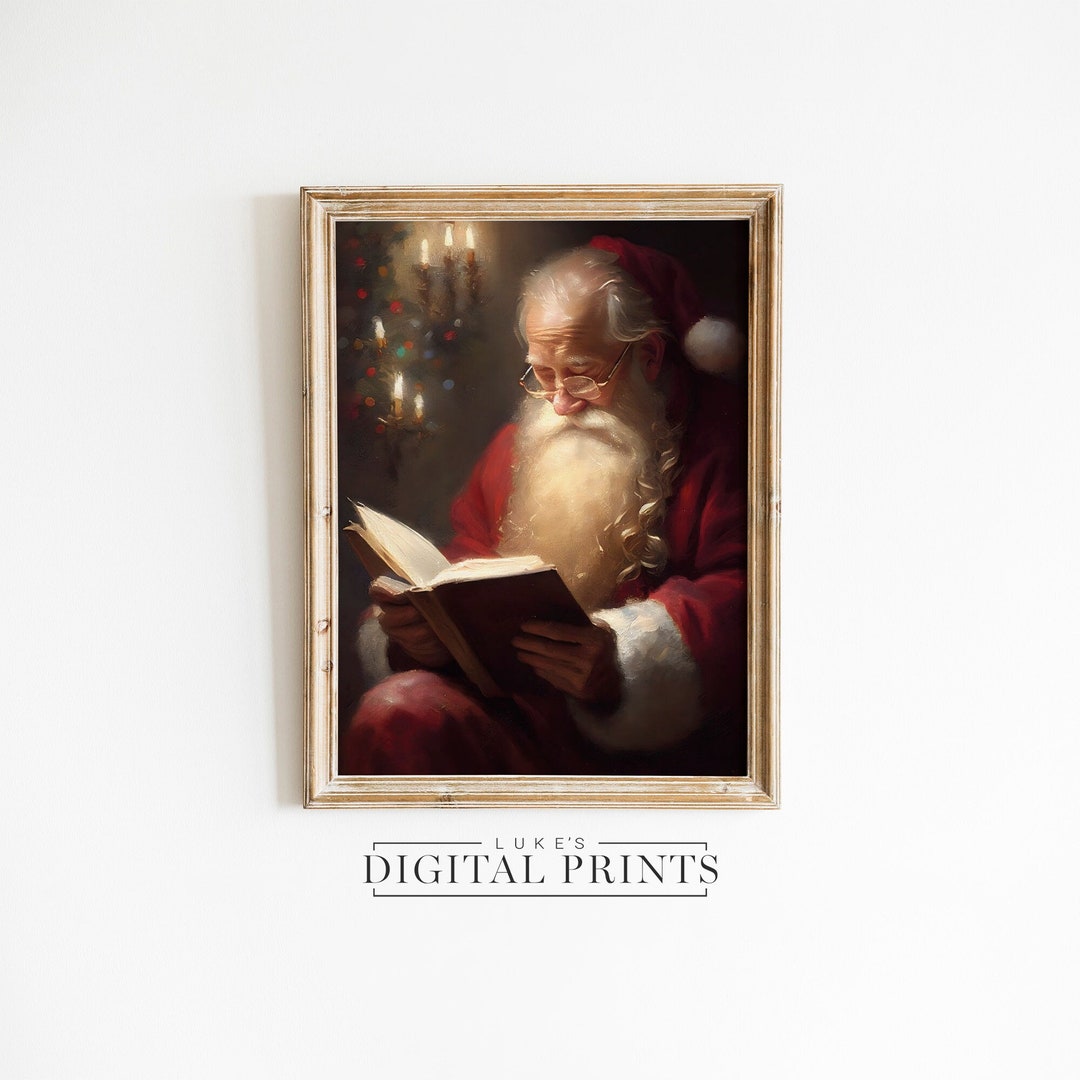 Vintage Santa Oil Painting PRINTABLE Decor - Digital Print Download ...