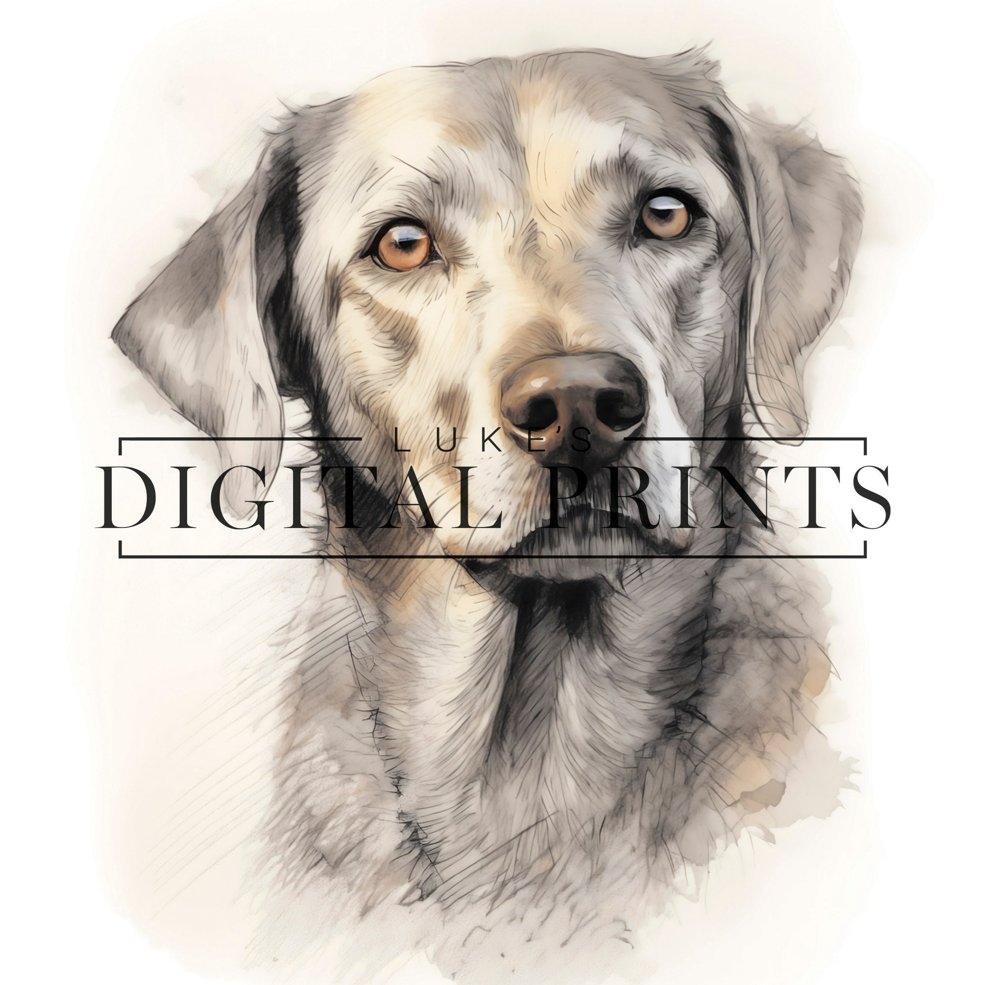 Silver Labrador Portrait Print Digital Download Color Dog Drawing Wall ...