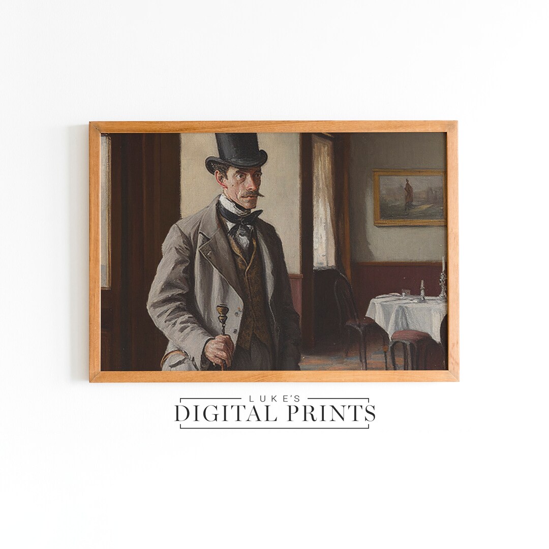 Victorian Man Top Hat Portrait Painting - Digital Print Download ...