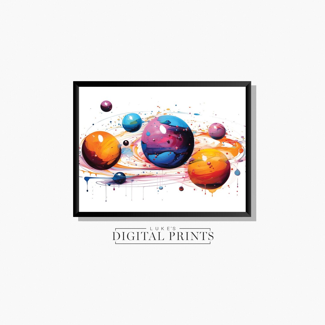 Colorful Planets Art Print - Digital Download Poster - PRINTABLE Outer ...