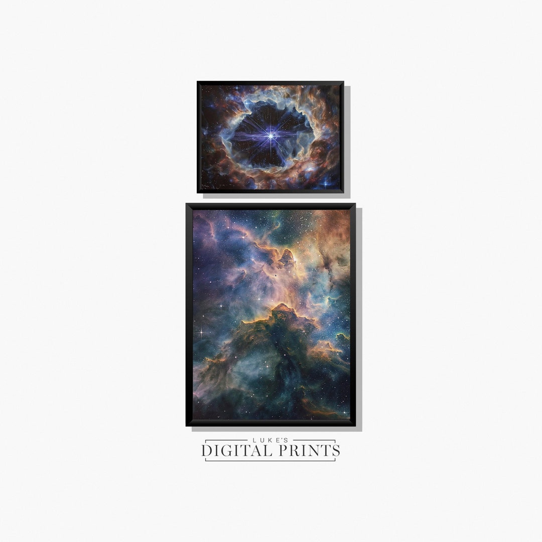 Set of 2 Space Nebula Posters - Digital Print Download Bundle - Hubble ...