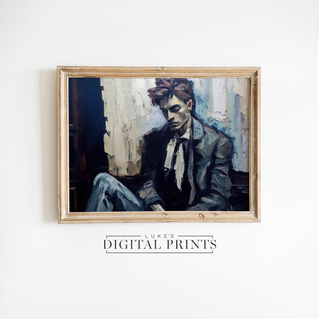 Portrait Oil Painting Moody Man - Digital Print Download - Rustic ...