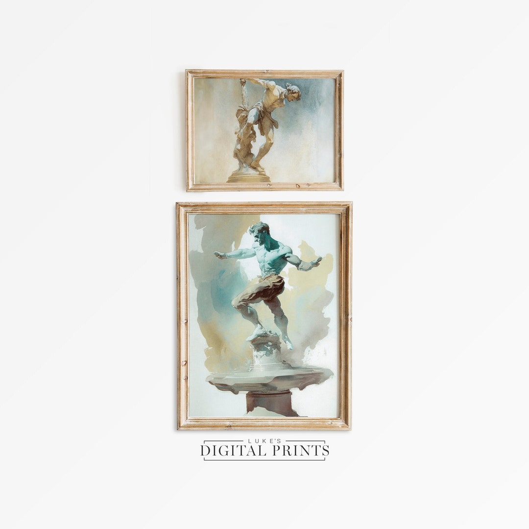 Ancient Greek Statue Watercolor Print Set of 2 - Digital Art Downloads ...
