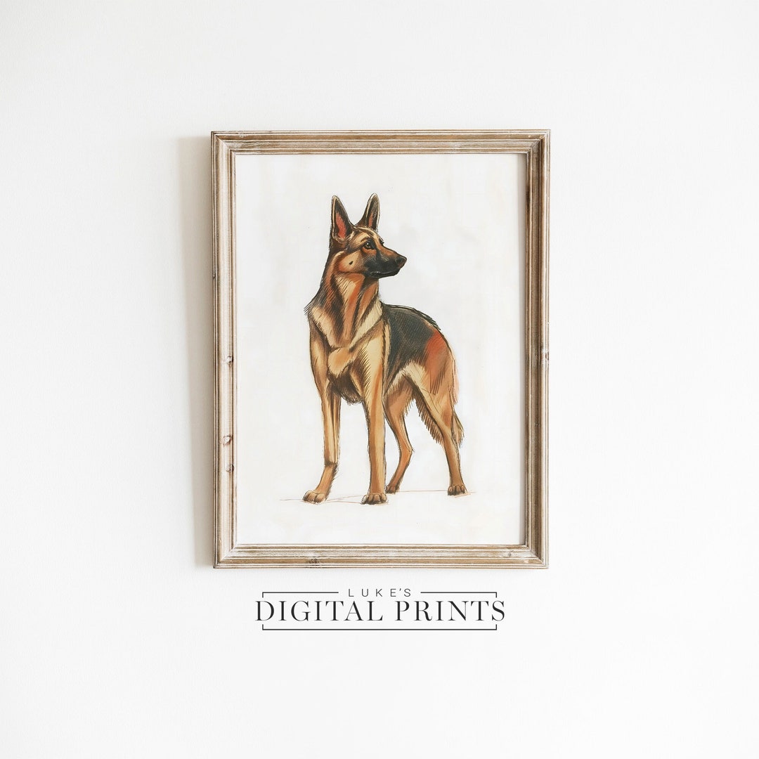 German Shepherd Artwork Print - Digital Download - Artistic Pet Dog ...