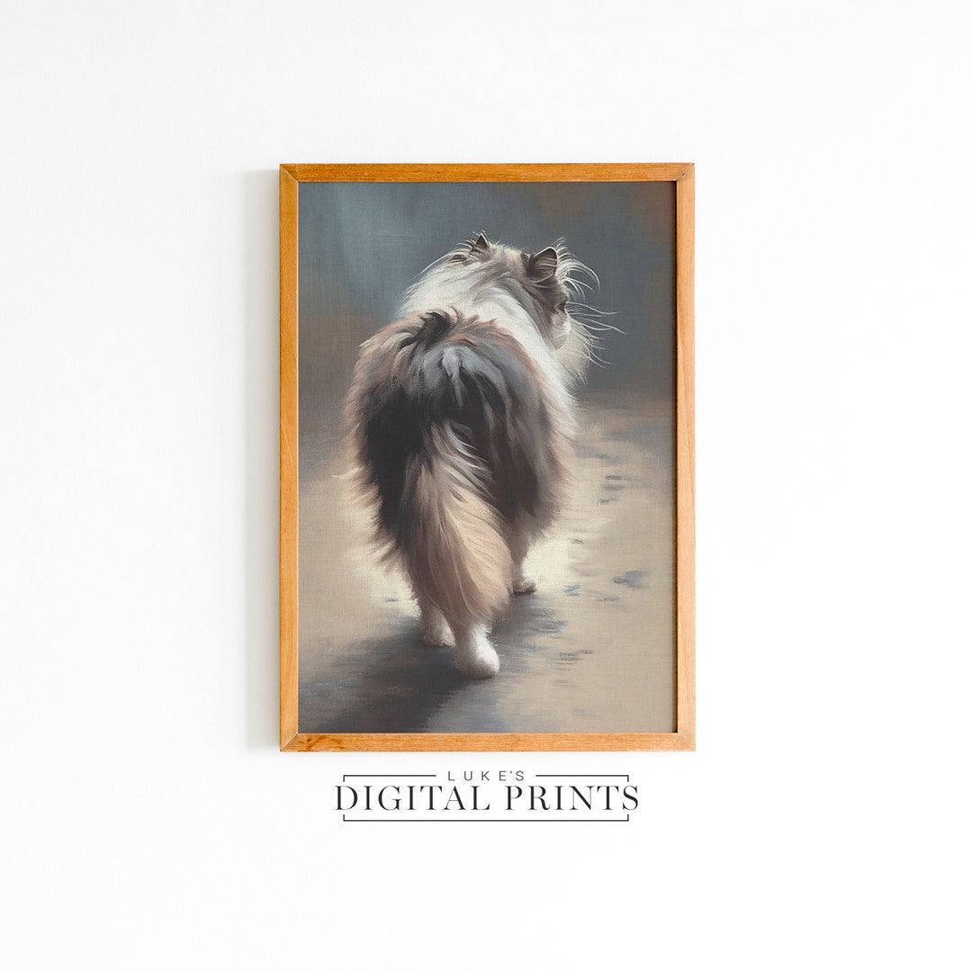 PRINTABLE Cat Art Painting - Digital Print Download - Pet Aesthetic Print Home Decor - Moody Cat ...