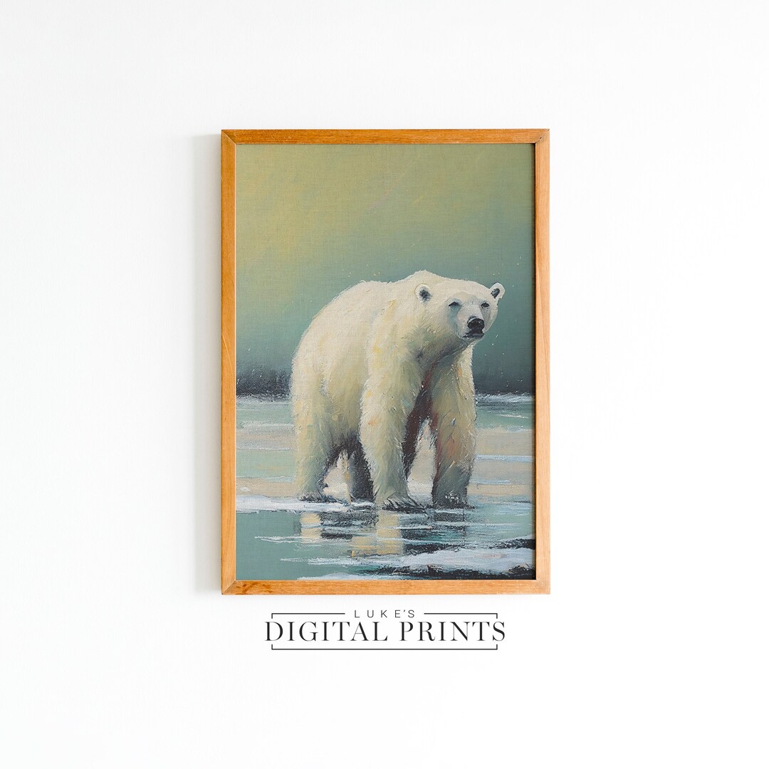 Polar Bear Painting - Digital Print Download - Minimalist Polar Bear ...