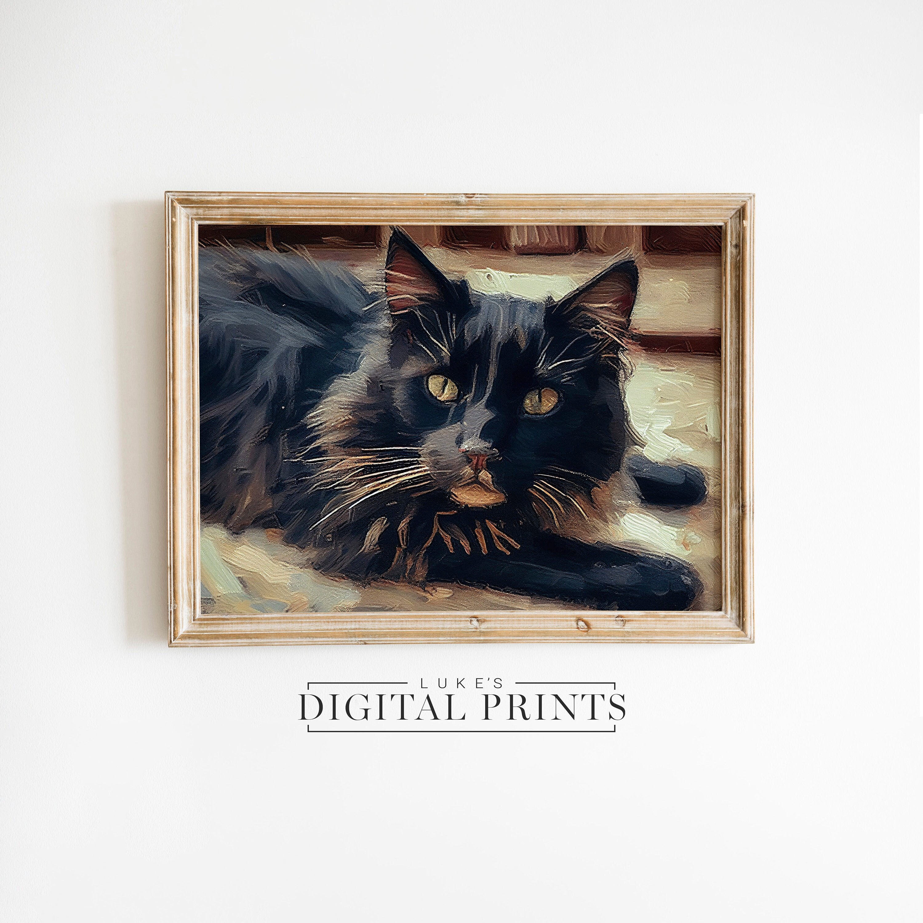 PRINTABLE Black Cat Portrait Painting - Digital Print Download - Pet ...