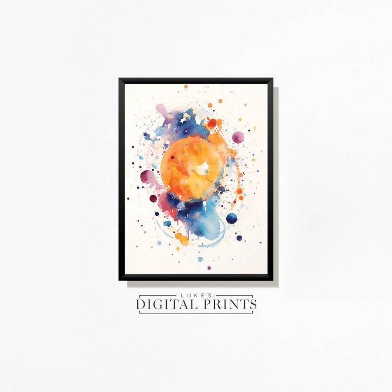 Solar System Abstract Art Print - Digital Painting Download - Colourful ...