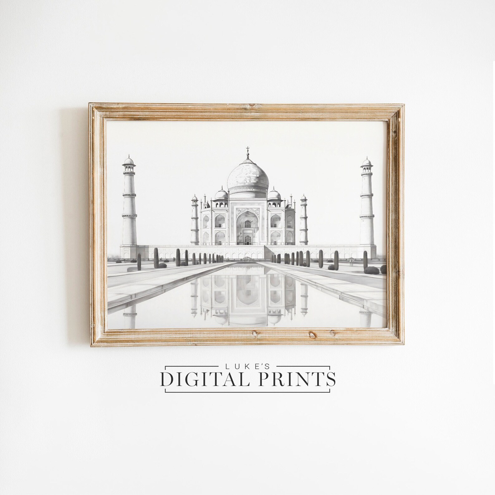 PRINTABLE Taj Mahal Drawing - Digital Art Print Download - Detailed ...