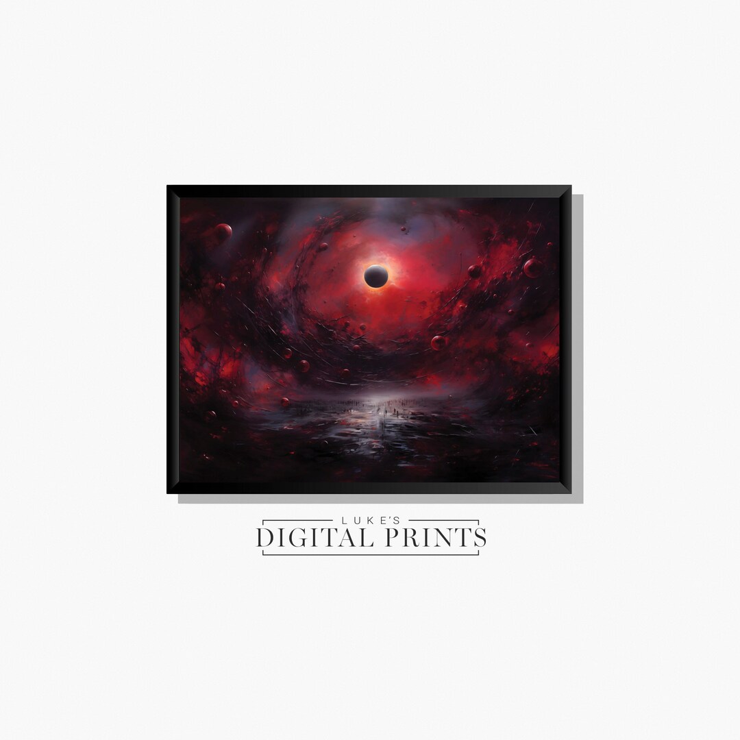 Dark Galaxy Art Print - Digital Download Poster - PRINTABLE Deep Red ...