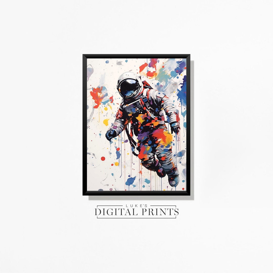Watercolor Spaceman Art Print - Digital Download - Colorful Astronaut ...