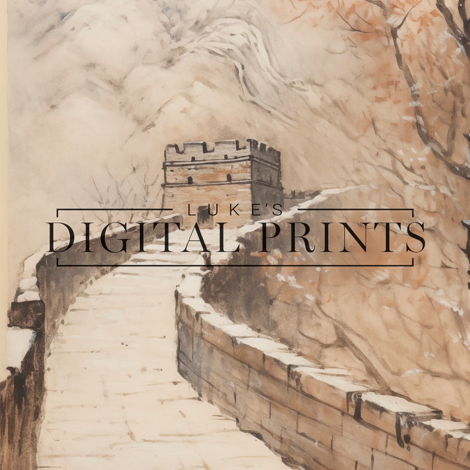 Ancient Great Wall of China Print - Digital Painting Download - Chinese ...