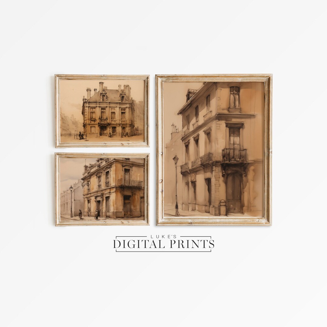 Victorian Cityscape Sketch Art Print Set of 3 - Digital Download ...