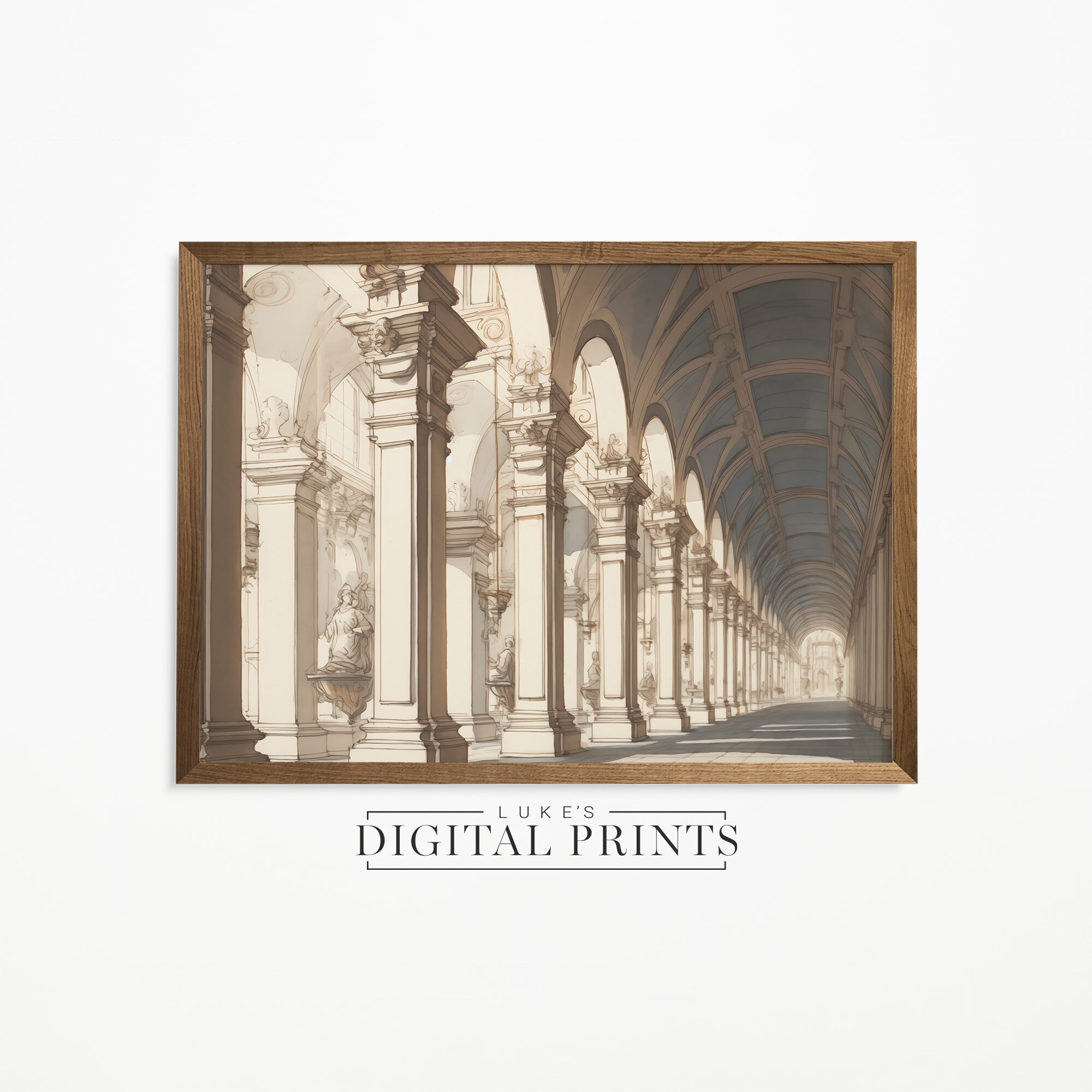 Antique Architecture Drawing Art Print - Digital Download - Vintage ...