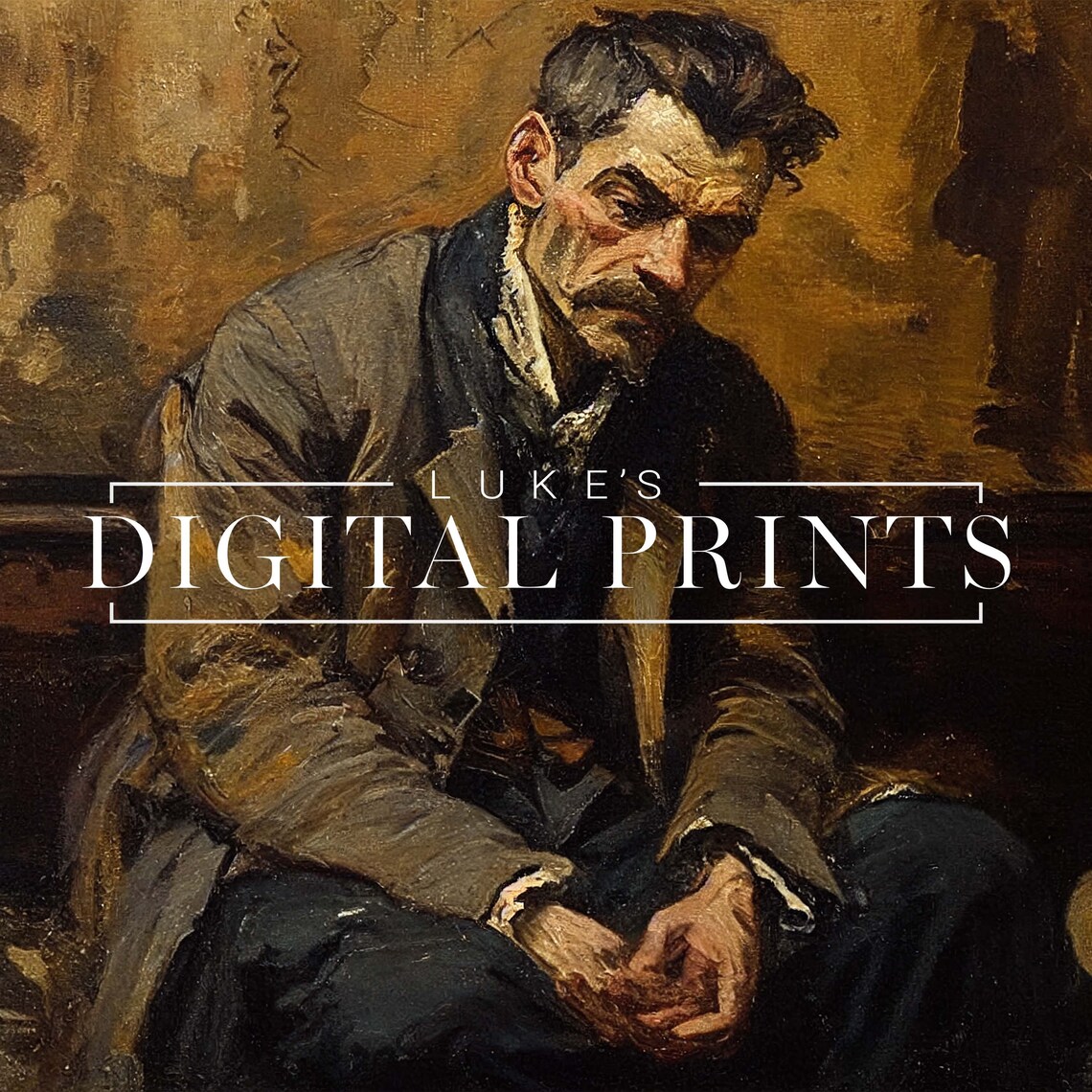 PRINTABLE Moody Portrait Oil Painting of Man - Digital Print Download ...