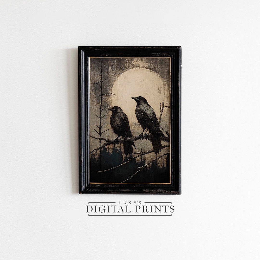 Dark Raven Landscape PRINTABLE Decor - Digital Print Download - Gothic ...