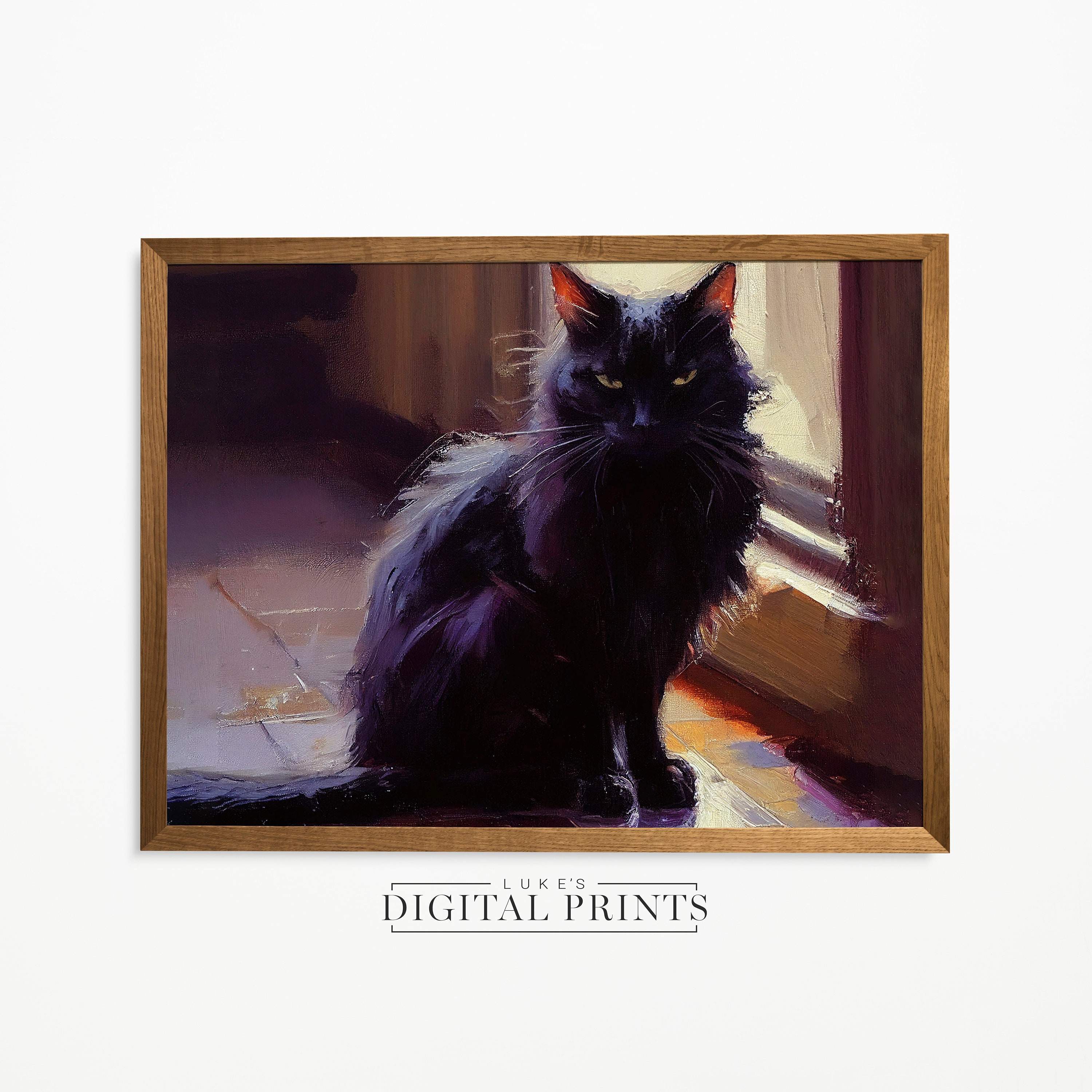 PRINTABLE Black Cat Dark Art Painting Digital Print Download - Etsy