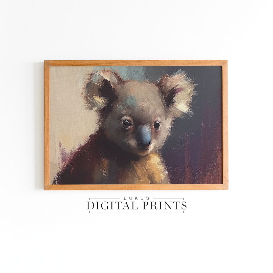 Vintage Koala Portrait Painting - Digital Print Download - Abstract ...