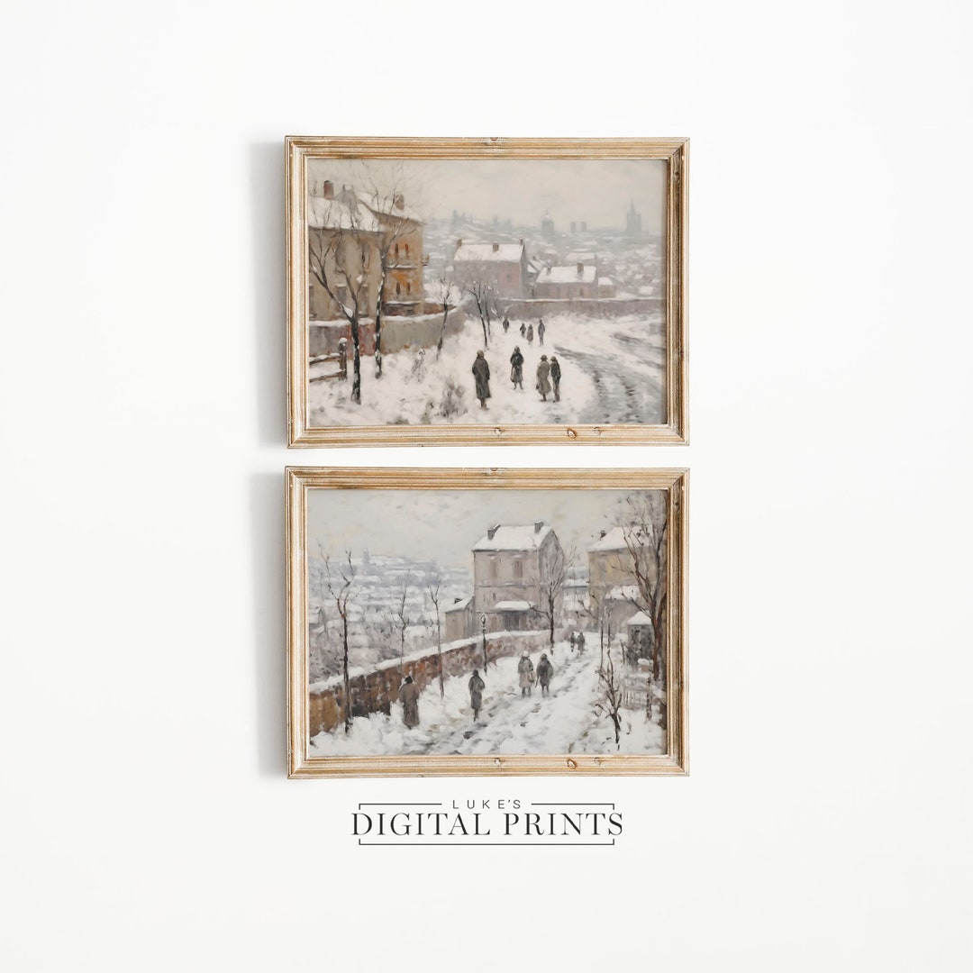 Muted Winter Landscape PRINTABLE Decor Set of 2 - Digital Print ...
