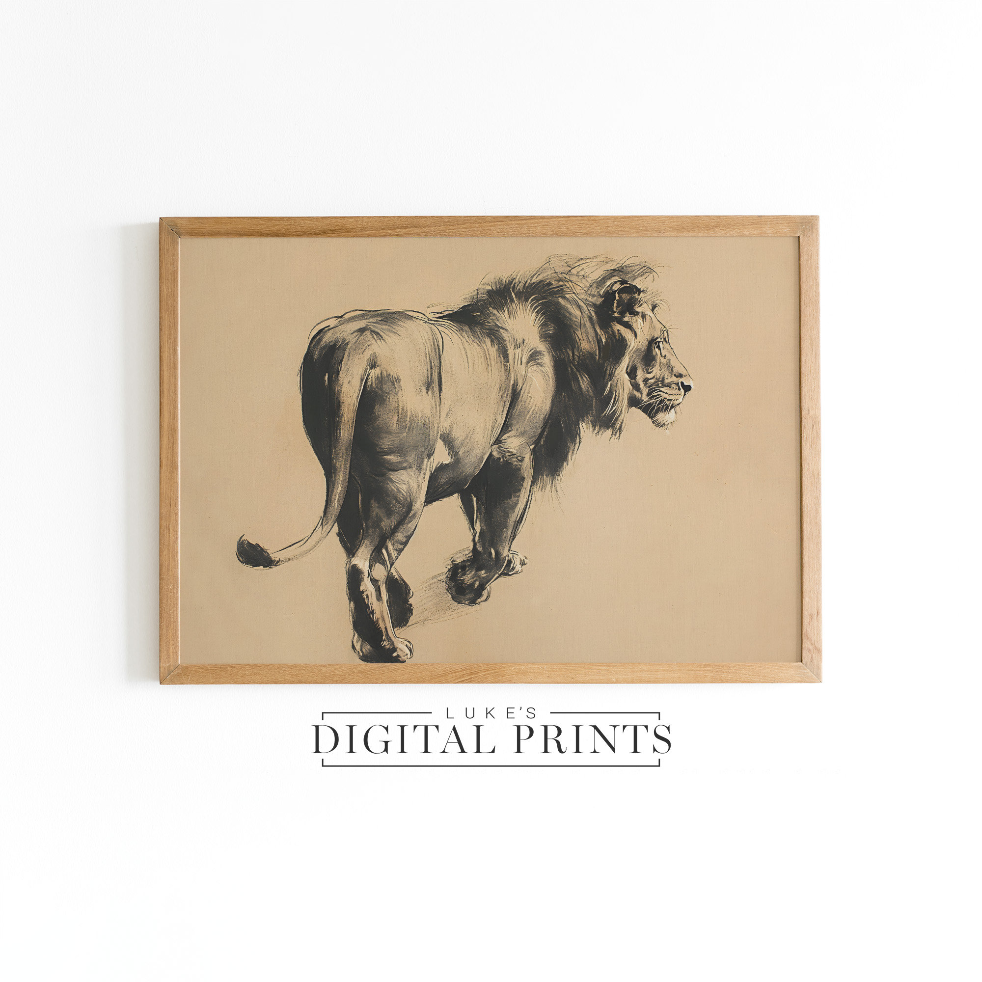 Lion Wall Art Print Set of 2 - Digital Download Sketch's - African ...