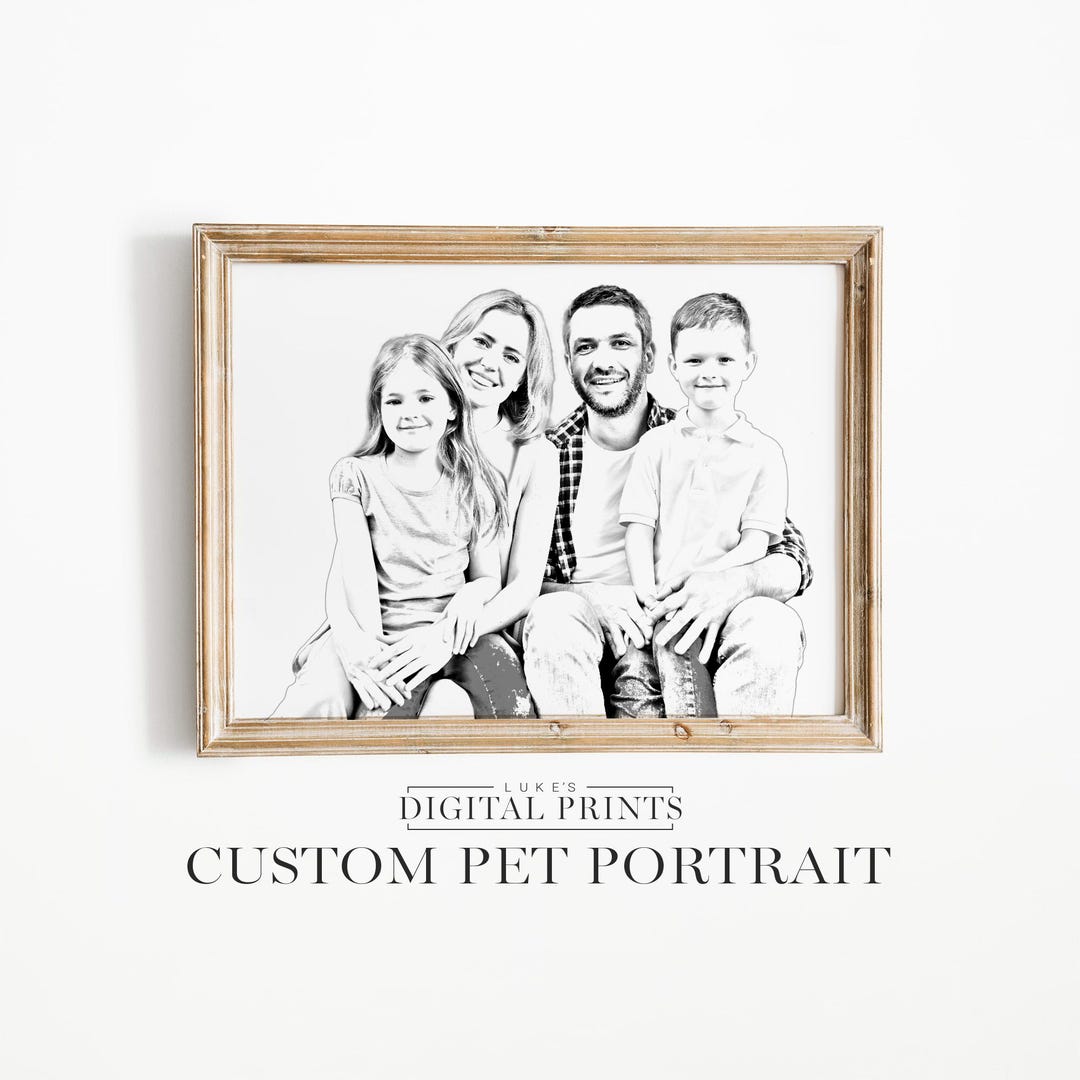 CUSTOM Family Drawing From Photo - Digital Download Artwork - Personal ...