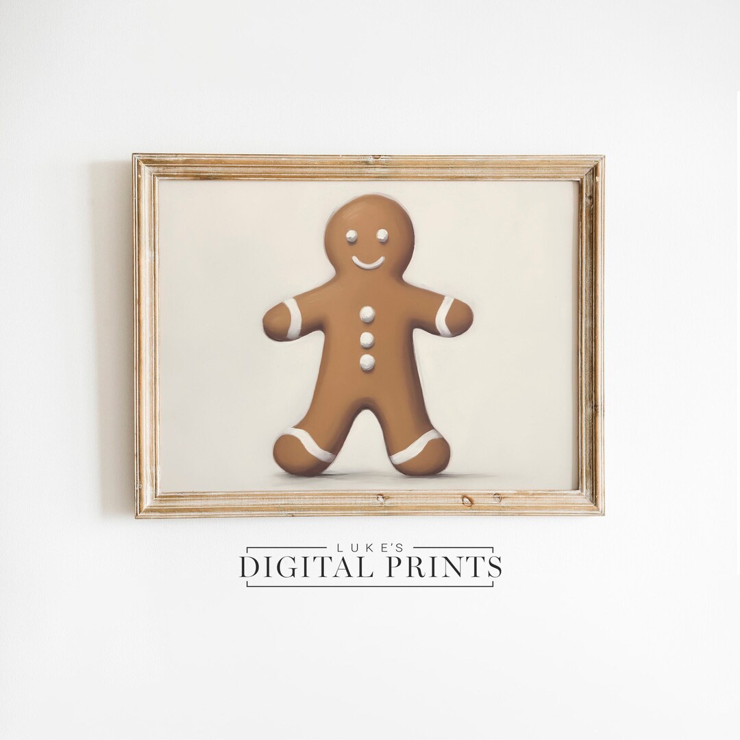 Gingerbread Man Artwork PRINTABLE Festive Wall Art Digital - Etsy
