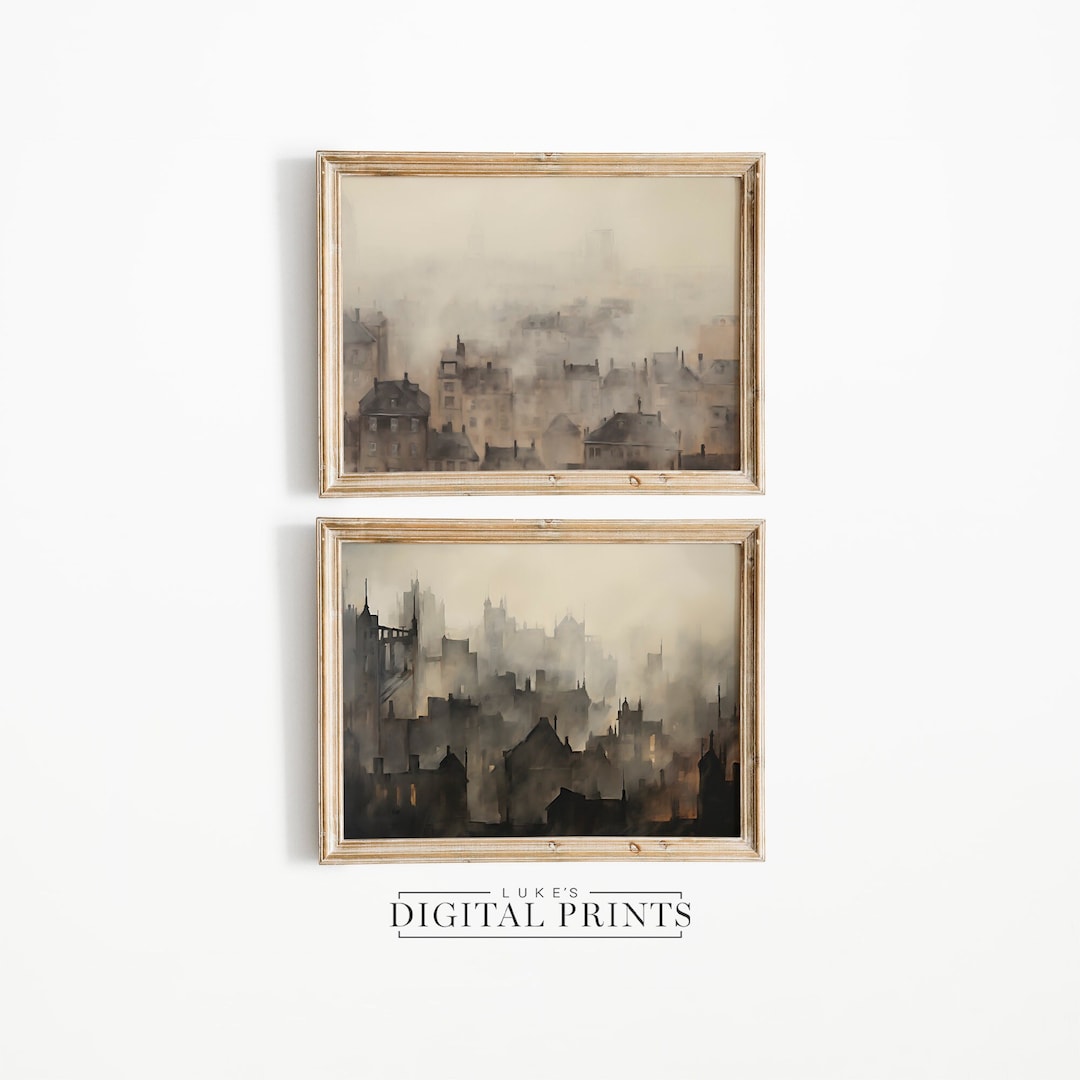Set of 2 Dark and Moody French Cityscape Art Prints - Digital Download ...