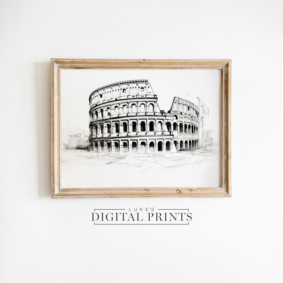 Vintage Colosseum Artwork Drawing PRINTABLE - Digital Art Download ...