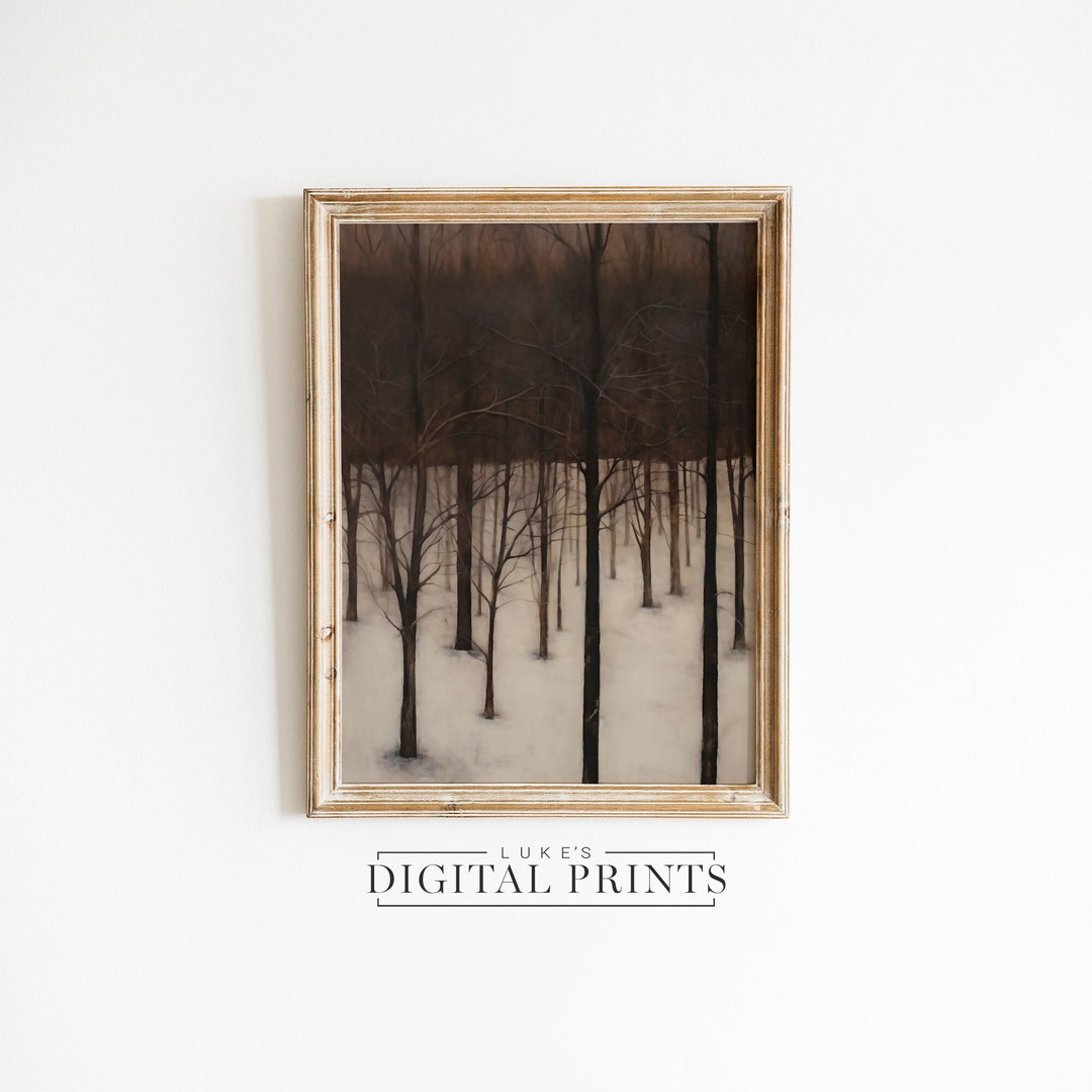 Vintage Moody Winter Forest Painting PRINTABLE Decor - Digital Print ...