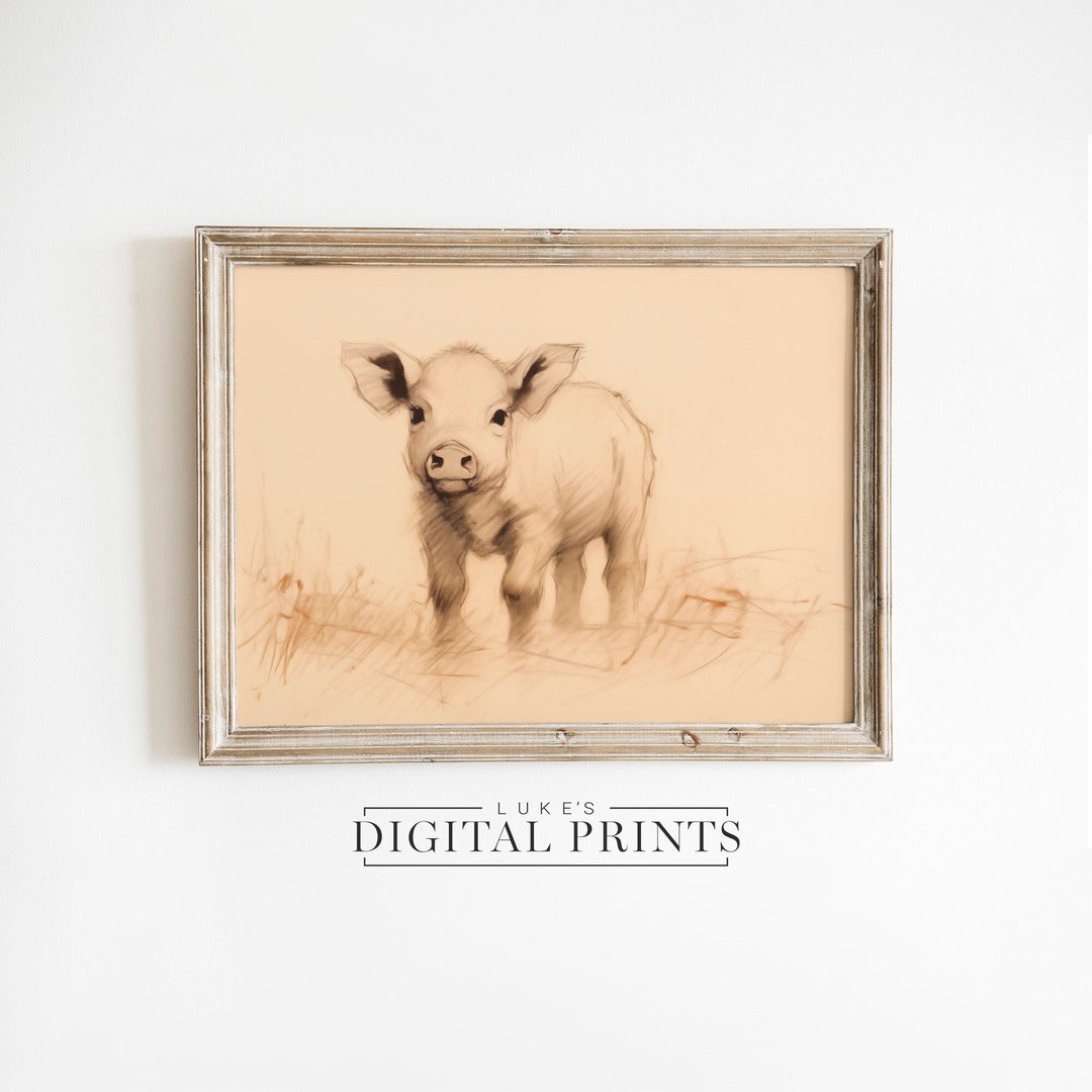 Vintage Piglet Sketch Art Print - Digital Download - Farm Animal ...
