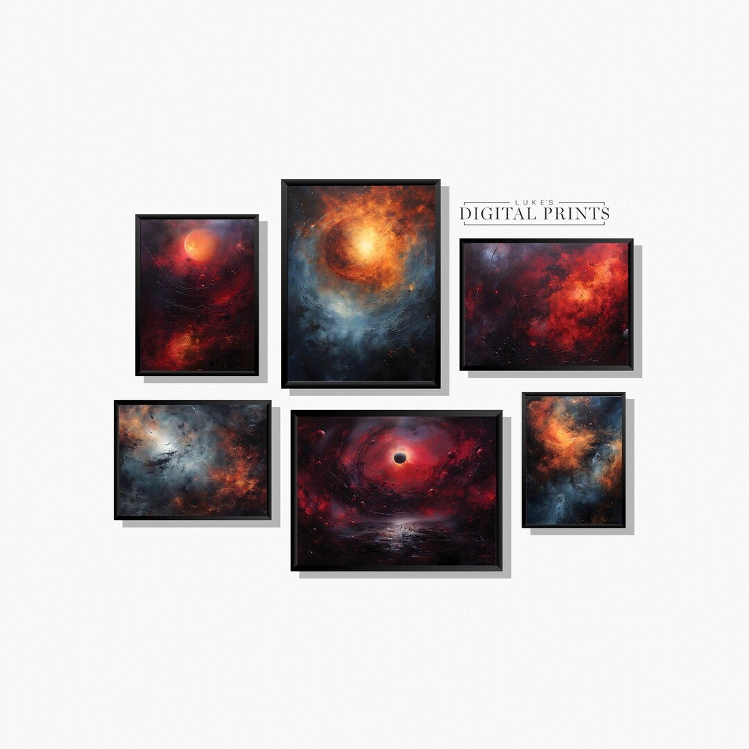 Dark Space Art Print Set of 6 - Digital Download Collection - Blue ...
