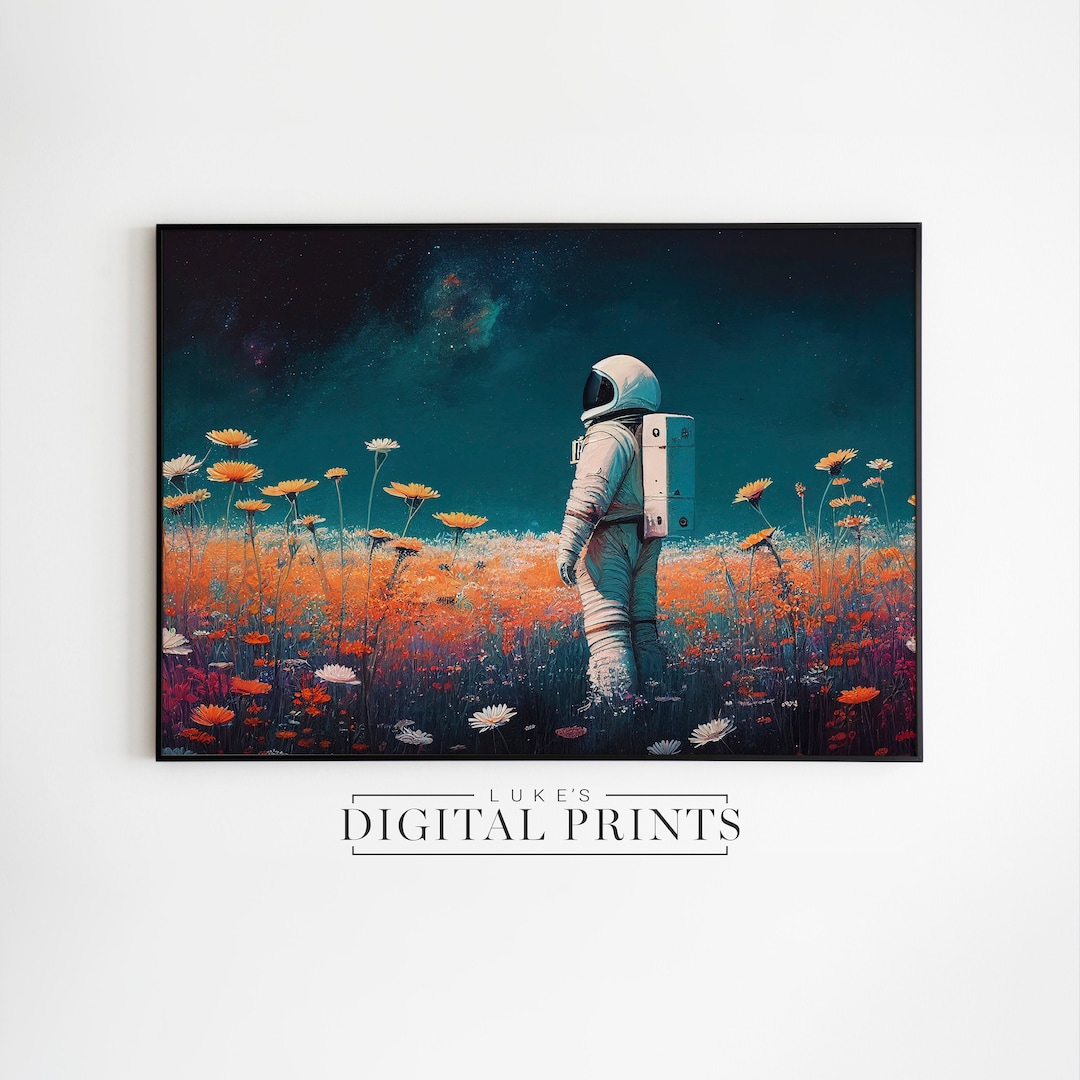Floral Astronaut Poster - Digital Print Download - Colourful Wildflower ...