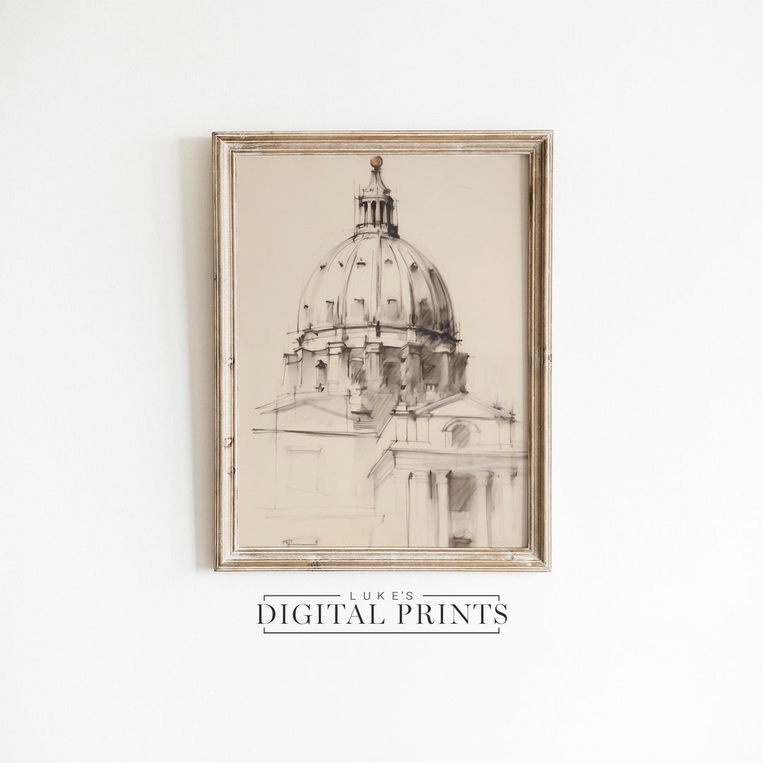 Historical Architecture Drawing Art Print - Digital Download ...