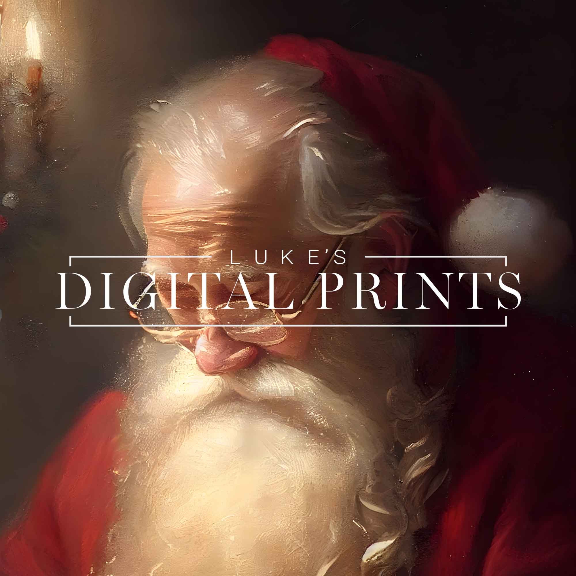 Vintage Santa Oil Painting PRINTABLE Decor Digital Print - Etsy