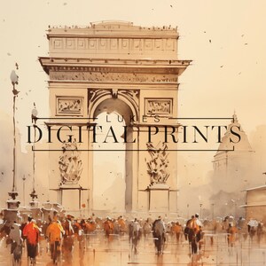 Arc De Triomphe Watercolor Art Print - Digital Download - Muted Paris ...