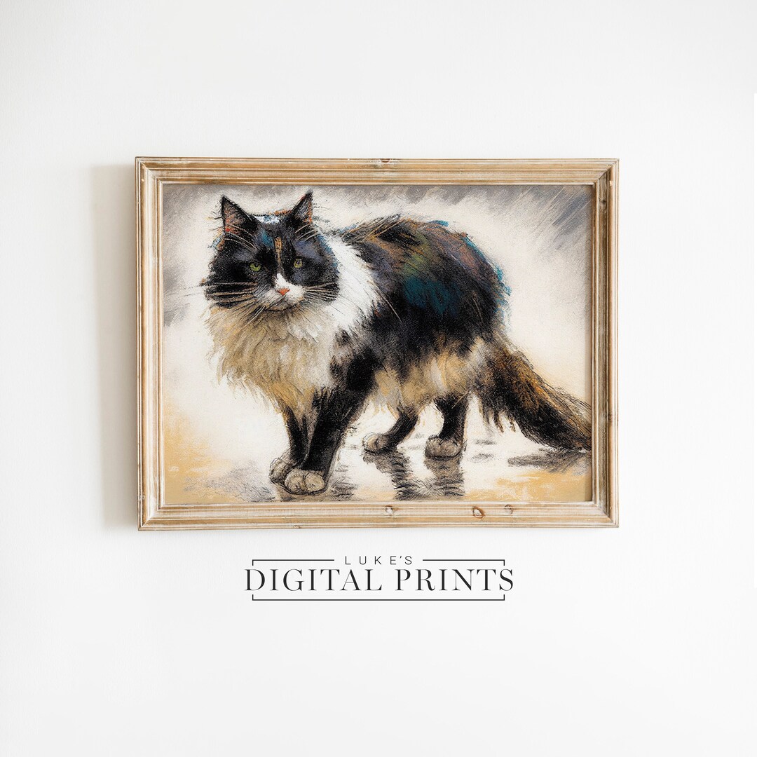 PRINTABLE Cat Color Drawing - Digital Print Download - Impressionist ...