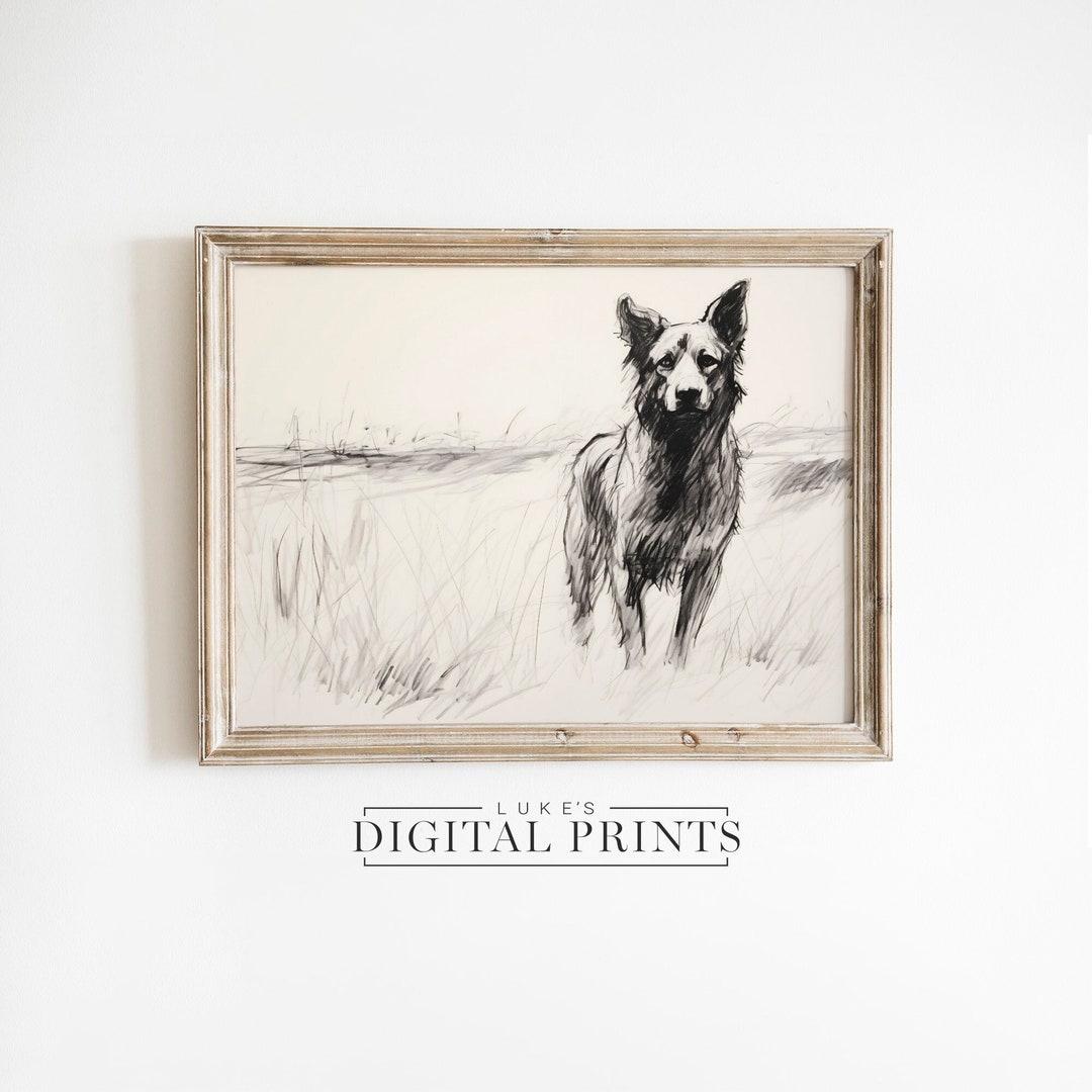 Moody Dog Portrait Drawing Print - Digital Art Download - German ...