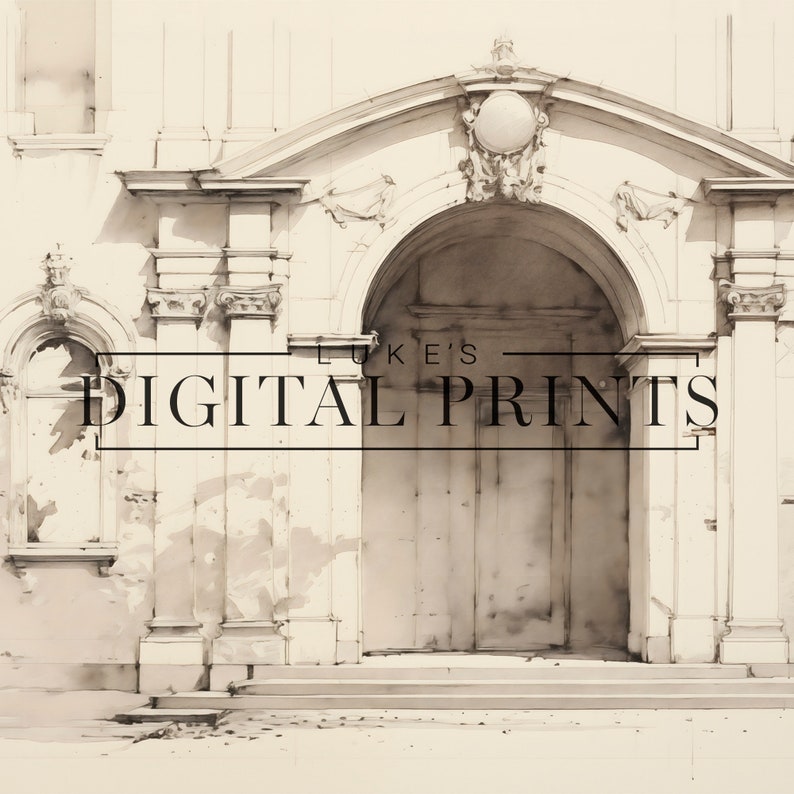 Classic Architecture Drawing Print Set of 3 Digital Download Art Bundle ...