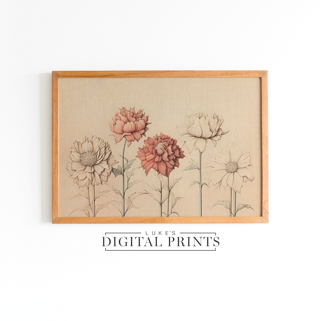PRINTABLE Botanical Floral Art - Digital Print Download - Rustic ...