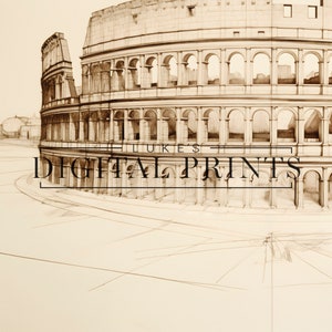 PRINTABLE Colosseum Art Print - Digital Download Drawing - Classical ...