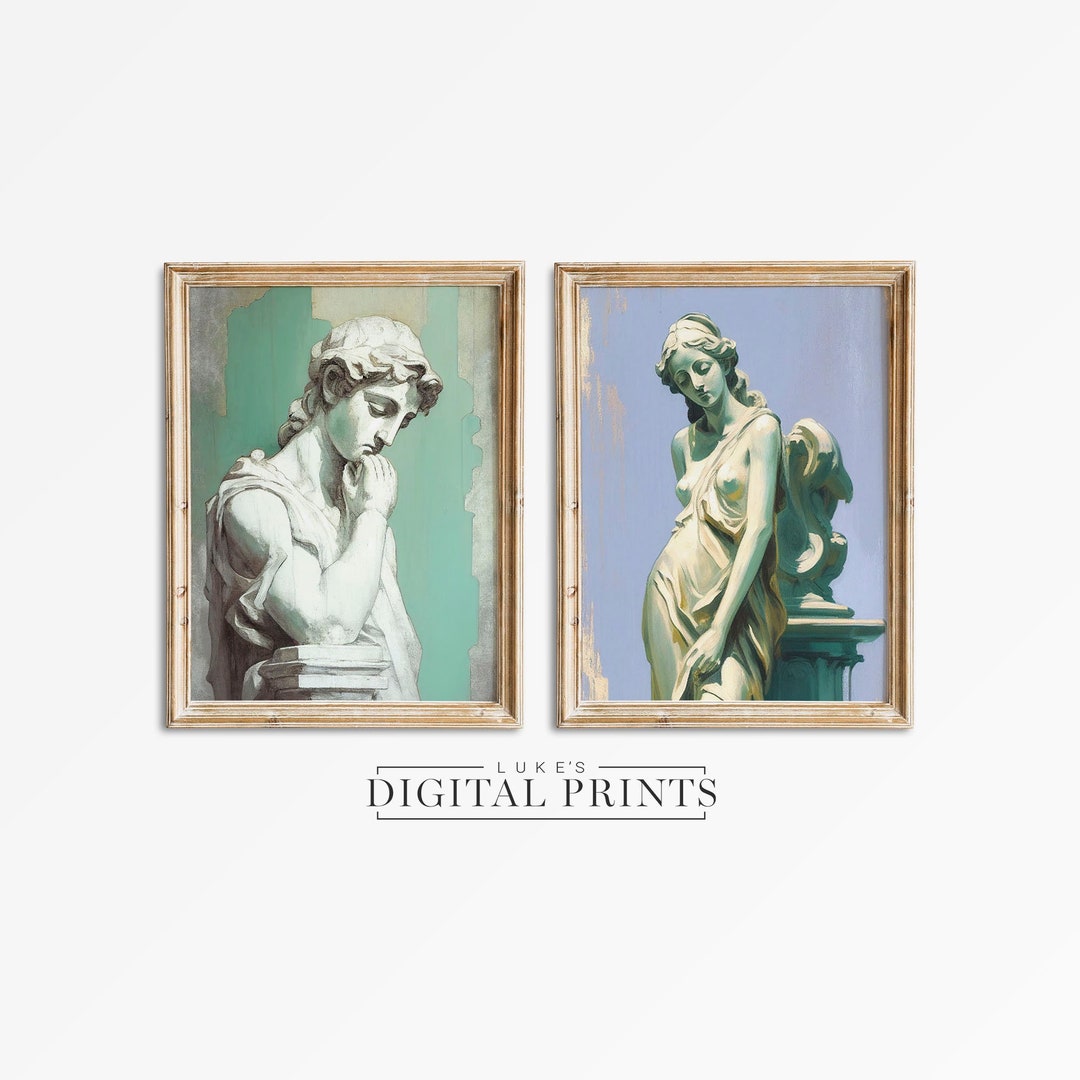 Classical Sculpture Oil Painting Set of Two - Digital Print Downloads ...