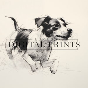 Jack Russell Jumping Drawing PRINTABLE - Digital Art Download - Small ...