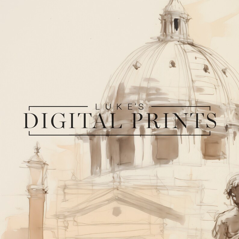 Roman Dome Building Sketch Print - Digital Art Download - Classical ...