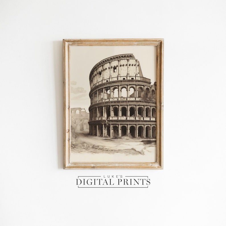 Colosseum Art Drawing PRINTABLE - Digital Art Download - Cityscape ...