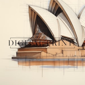 Sydney Opera House Drawing PRINTABLE - Digital Art Download ...