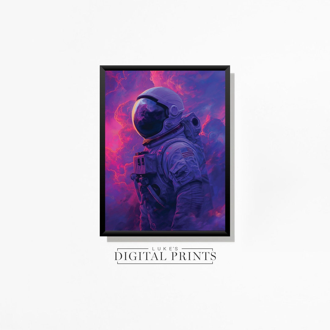 Purple Cloudy Astronaut Poster Print - Digital Art Download - Spaceman ...