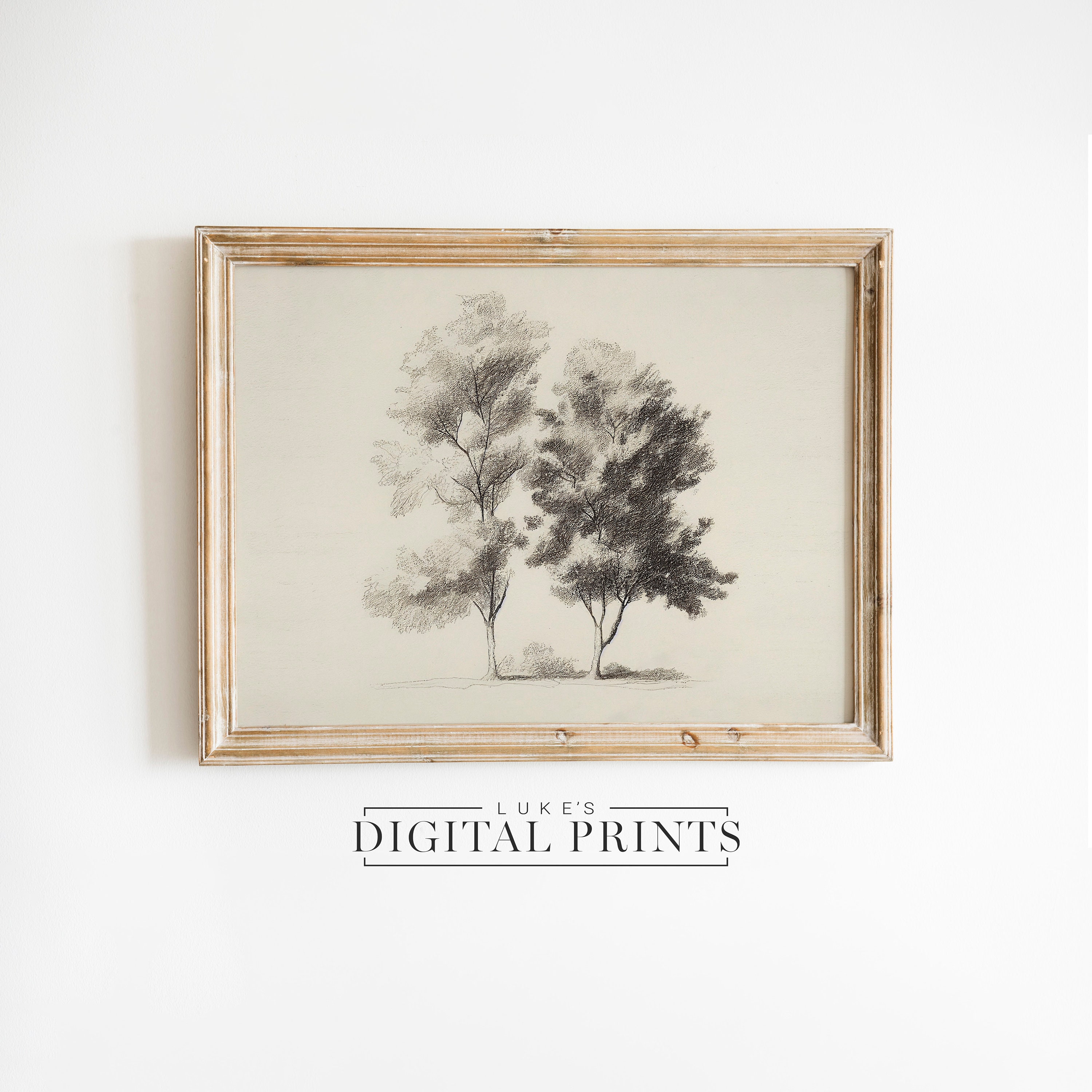 Antique Tree Sketch Print Set of 2 - Digital Download Bundle - Neutral ...